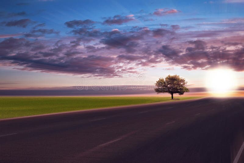 Side View of Empty Asphalt Road and Lake Stock Image - Image of leisure ...