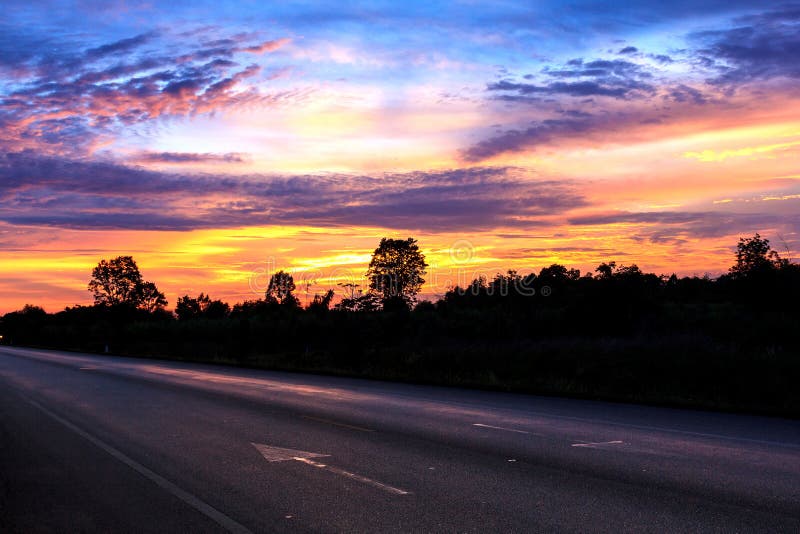 Sunset on road stock image. Image of heat, building, fast - 25416873