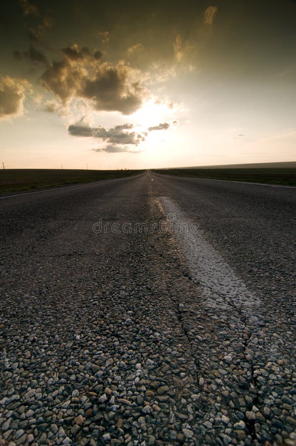 Road and the Sunset stock photo. Image of traffic, orange - 23583812