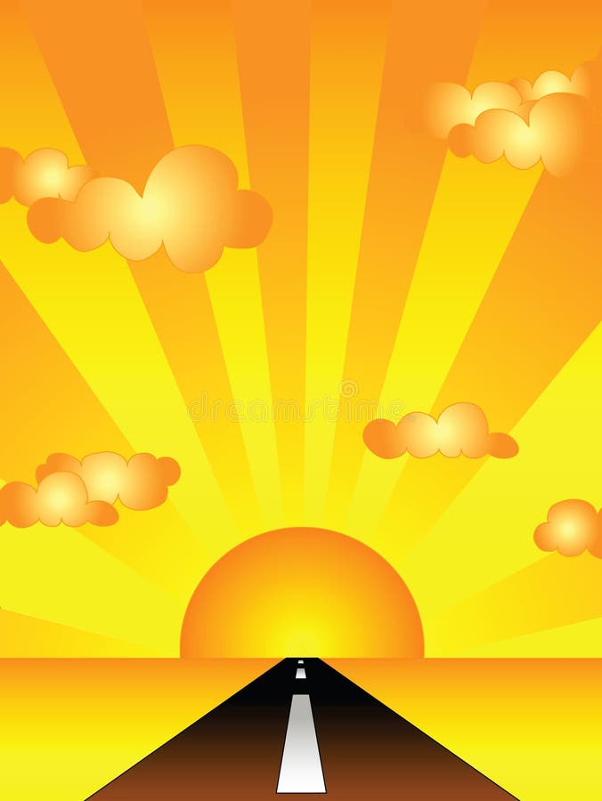 Sunset road stock vector. Illustration of vector, destination - 9762783