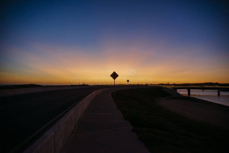 Sunset on the road stock image. Image of interstate - 172288255