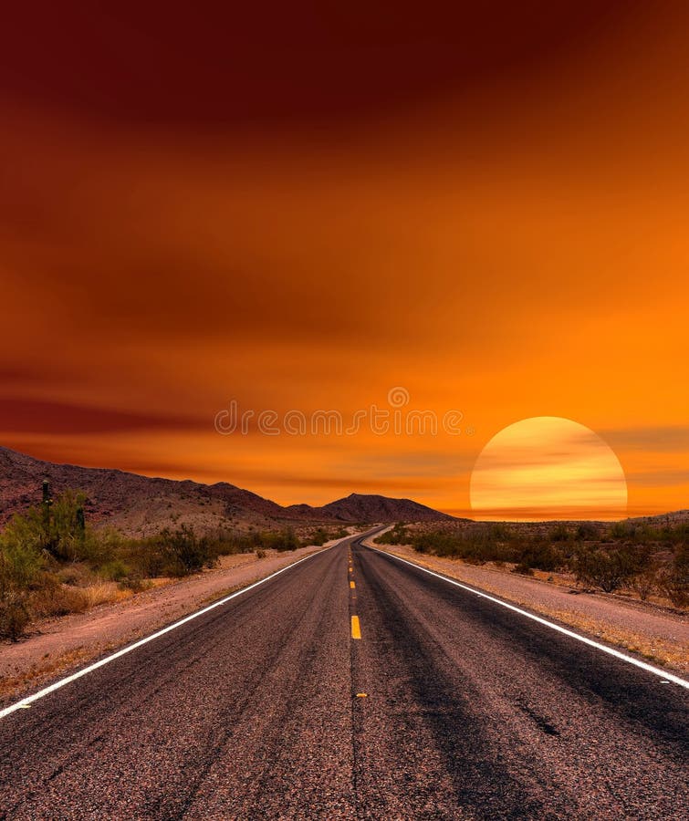 Sunset Road stock photo. Image of waterscape, travel, journey - 129258