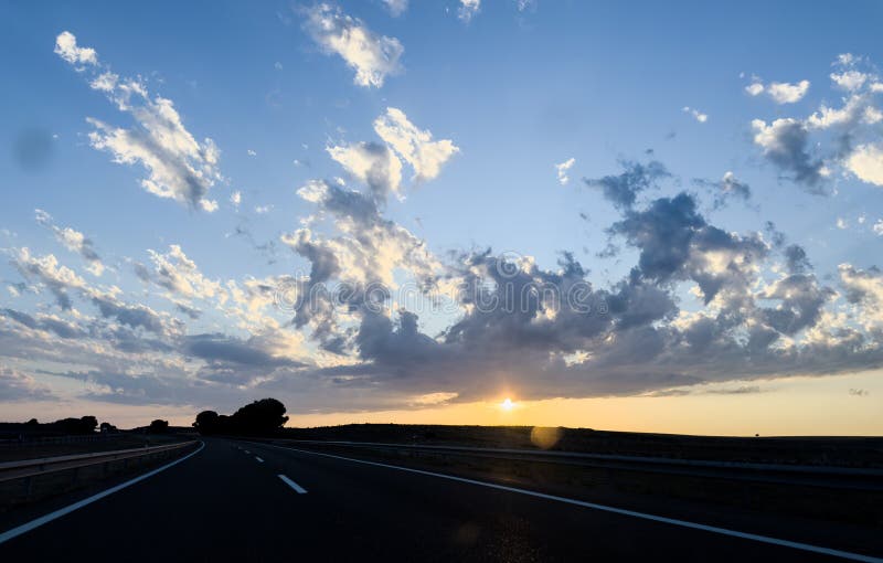 Sunset on the road stock photo. Image of journey, arizona - 320635156