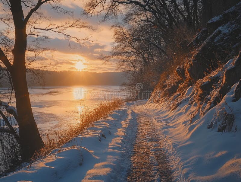 Sunset Roadside Trees stock photo. Image of roadside - 379423908