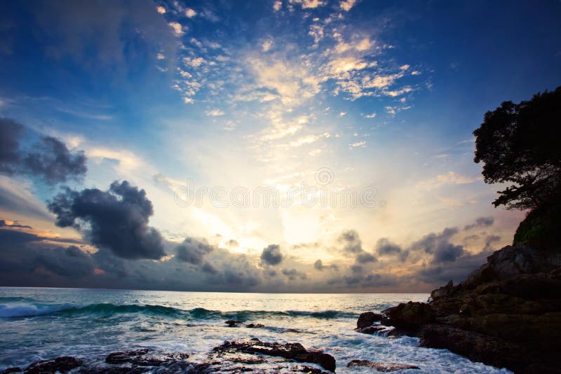 Sunset at the rocks stock photo. Image of blue, bright - 14183782