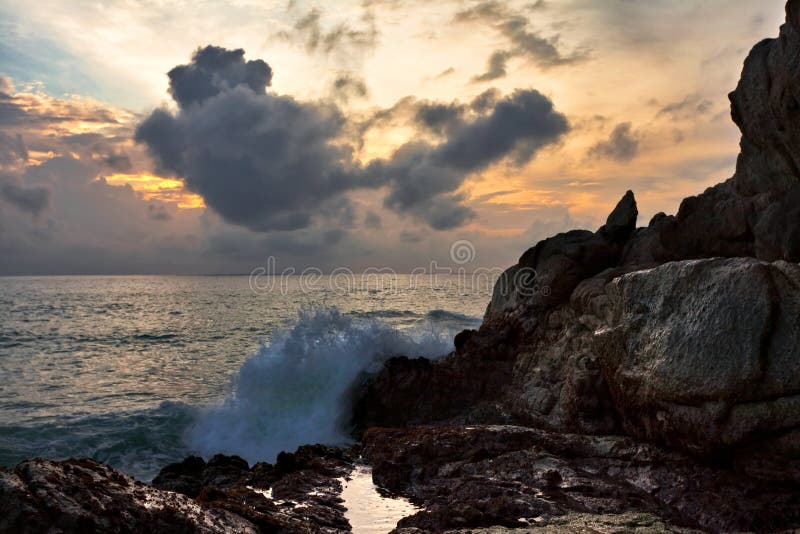 Sunset at the rocks stock photo. Image of coastline, dawn - 15245204