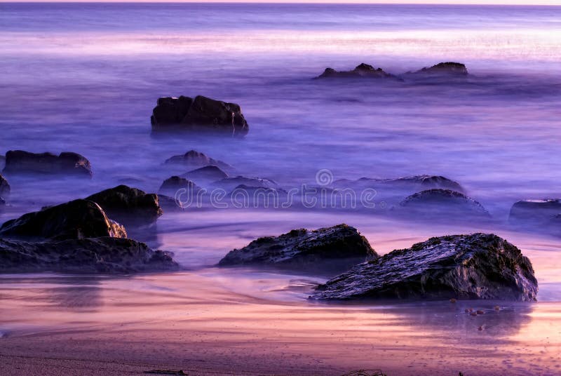 Sunset Rocks at California Beach Stock Image - Image of beauty ...