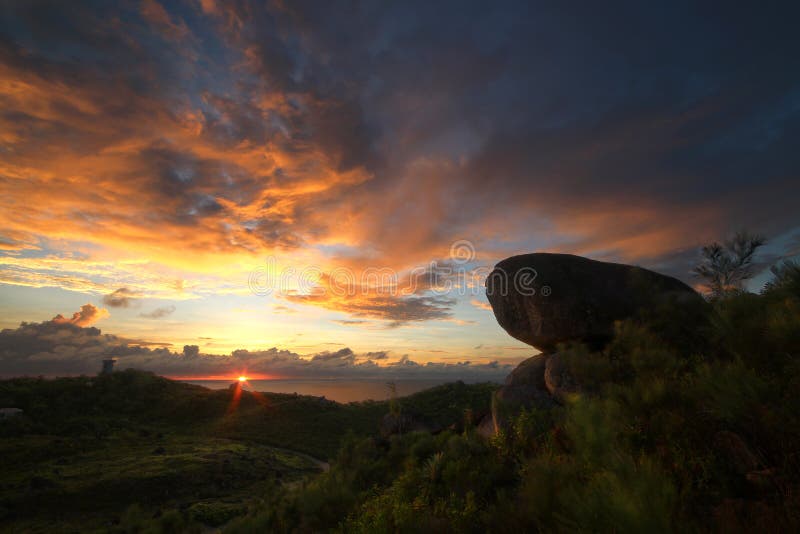 Sunset from the Rocks of a Mountain on Fitzroy Island in Far North ...