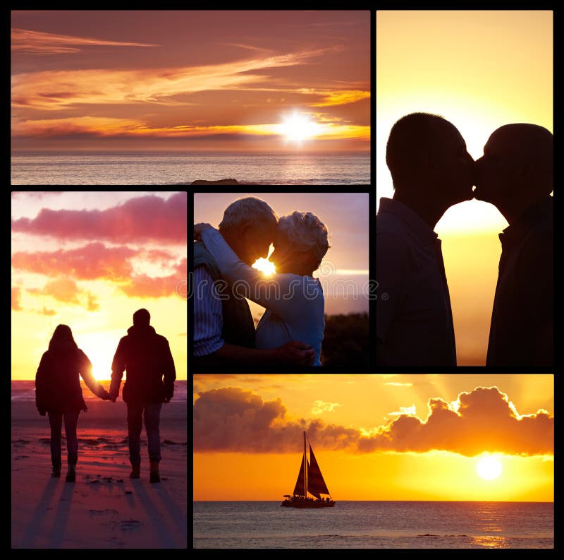 Sunset Romance. a Mature Couple Enjoying a Late Afternoon Walk on the ...