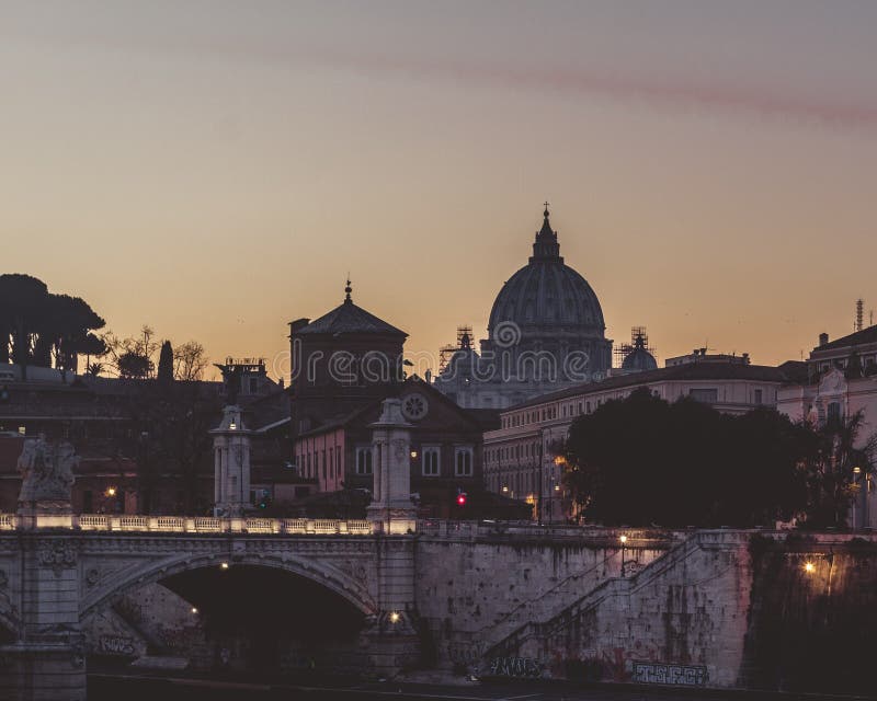 Sunset in rome stock image. Image of buildings, italy - 108155433