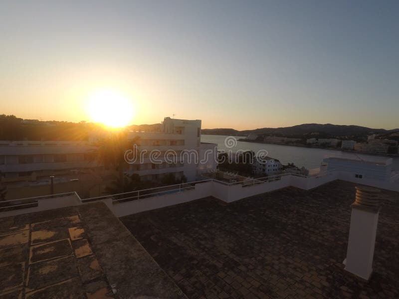 Sunset Roof stock photo. Image of roof, hotel, sunset - 104871686