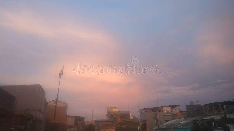 Sunset at the roof top stock image. Image of roof, reflection - 215249383