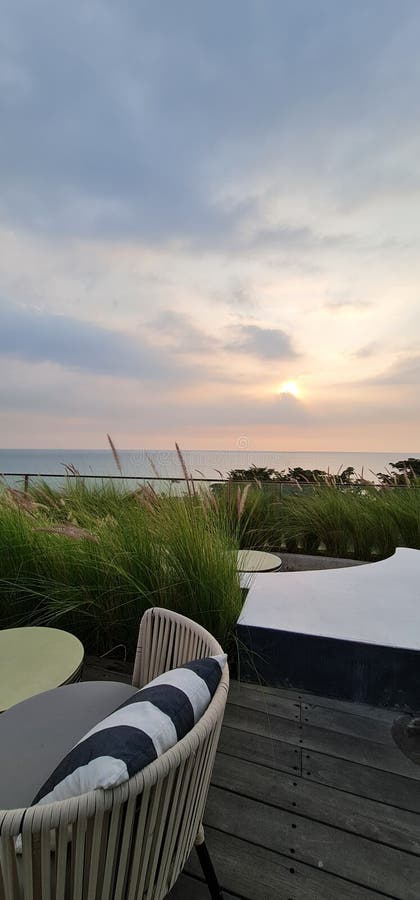 Sunset at the Rooftop with Woods Decking Floor Stock Photo - Image of ...