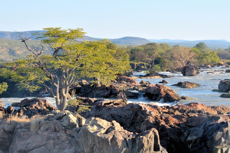 Sunrise at the Ruacana Waterfall, Namibia Stock Photo - Image of ...