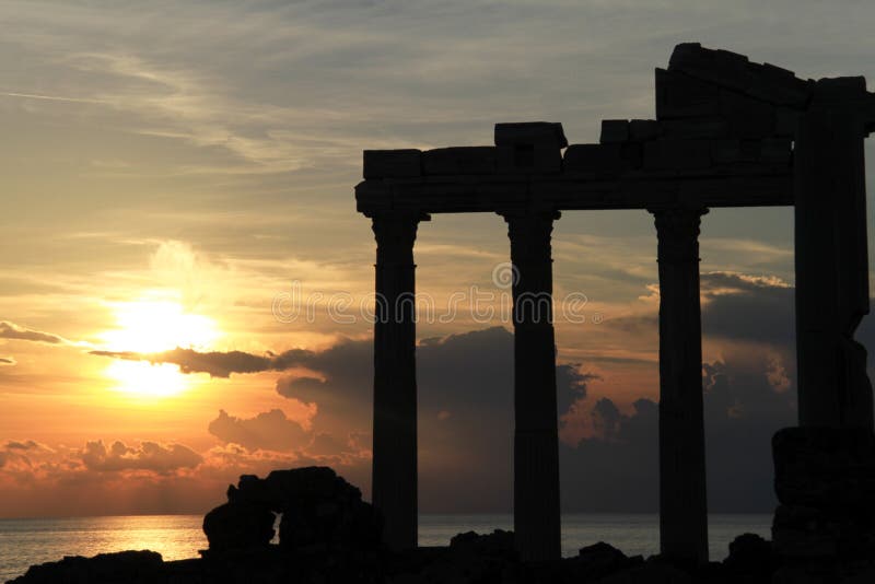 Sunset and ruins stock image. Image of ruined, ruin, antalya - 29883319
