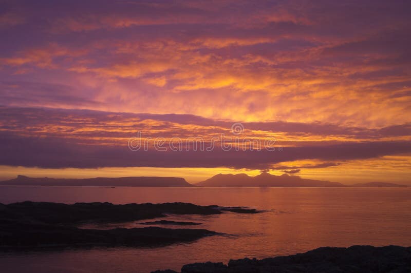 Sunset, Rum, Inner Hebrides, Scotland Stock Image - Image of fresh ...