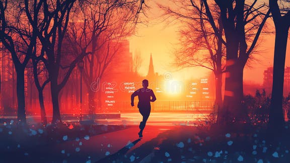 Sunset Runner Illustration stock photo. Image of sunset - 362997418