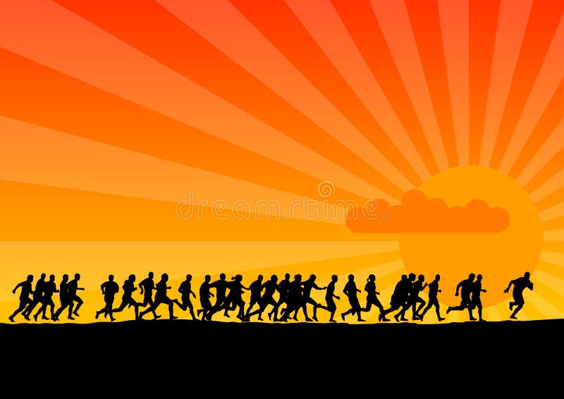 Sunset running stock vector. Illustration of champion - 19663572