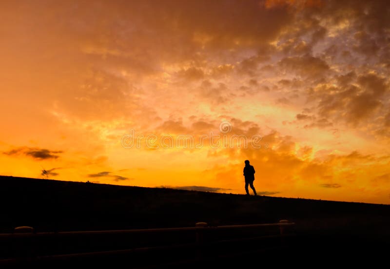 Sunset and running man. stock image. Image of training - 7989271