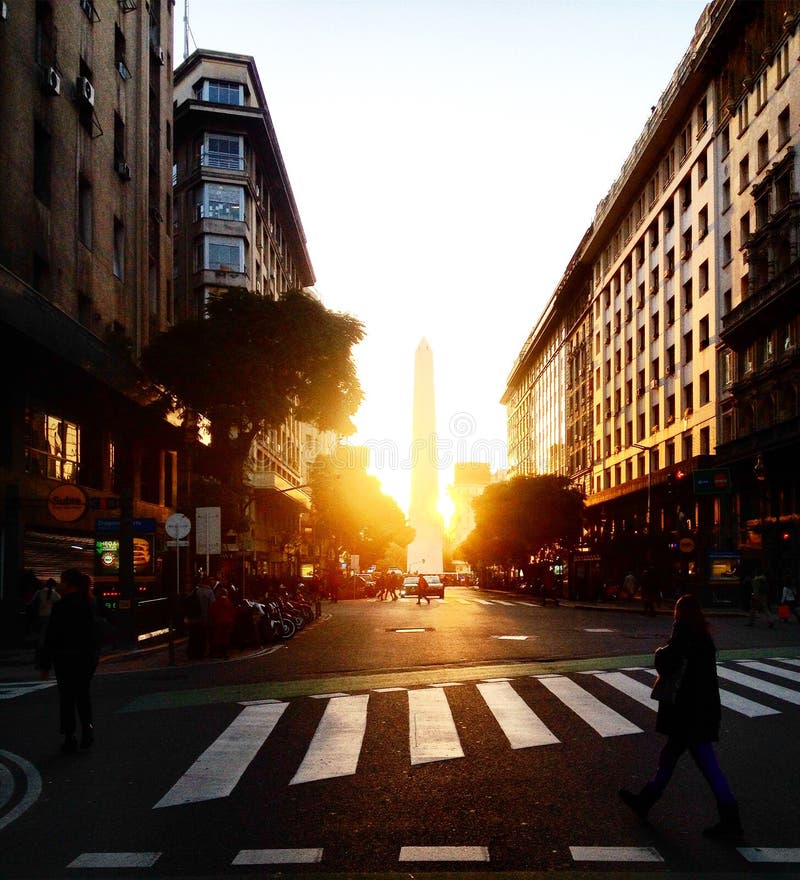 Sunset`s Light in the Argentine Downtown Editorial Photography - Image ...