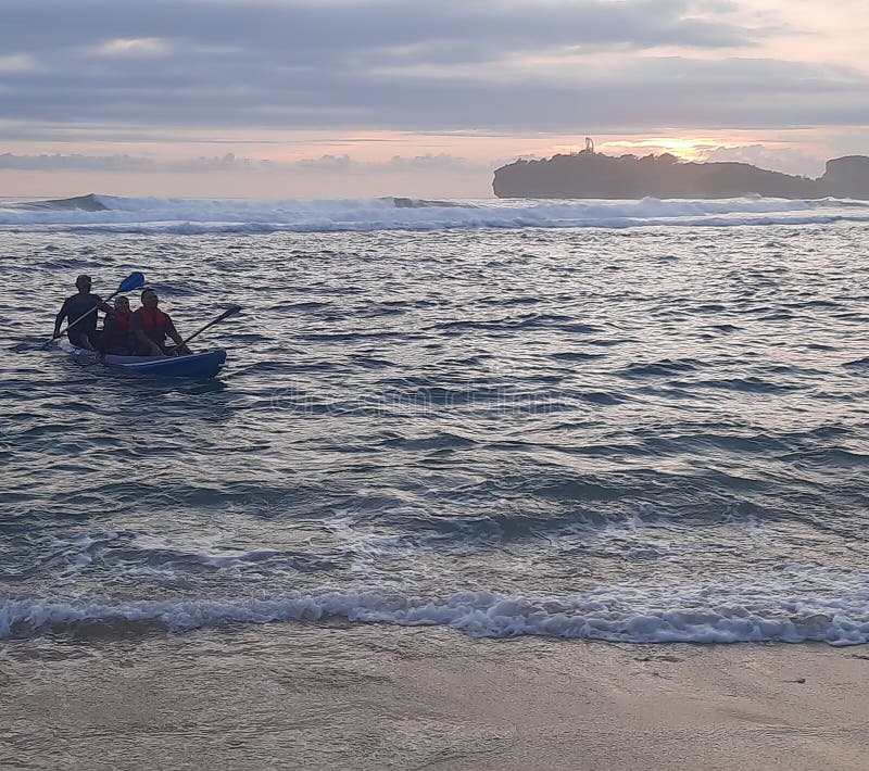 Sunset in Sadranan Beach Yogyakarta Editorial Stock Photo - Image of ...