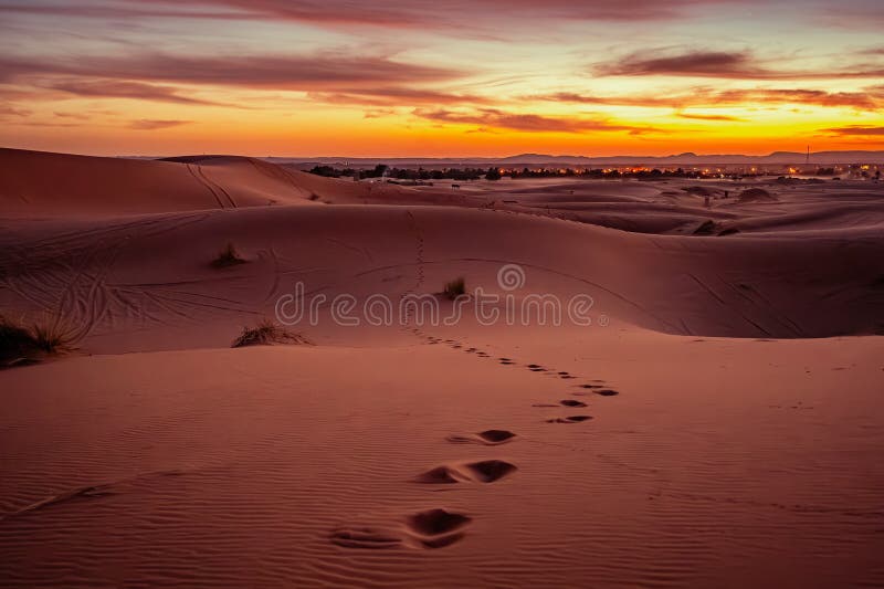 Sunset in Sahara Desert, Morocco Stock Photo - Image of arabian ...