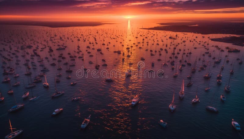 Sunset Sailboat Reflects Tranquil Beauty in Nature Colors Generated by ...