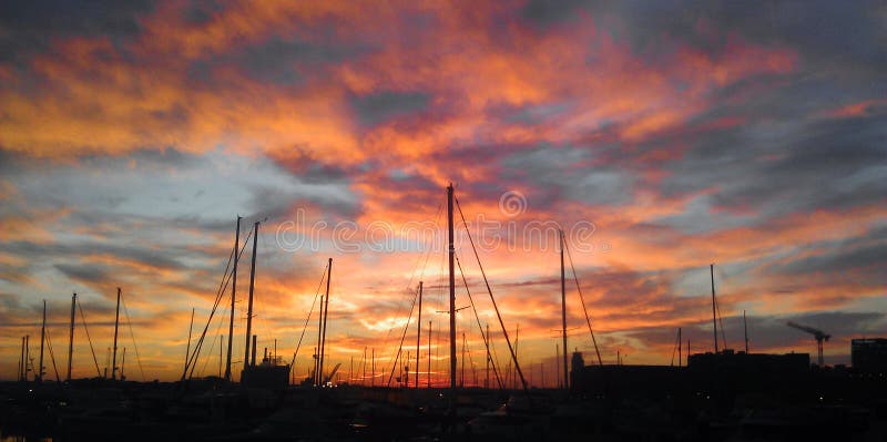 Sunset and Sailboats in Baltimore`s Inner Harbor Stock Photo - Image of ...