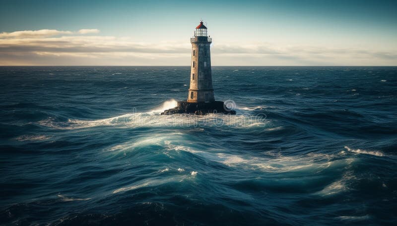 Sunset Sailing Near Famous Beacon, Cliff and Coastline, Danger Ahead ...