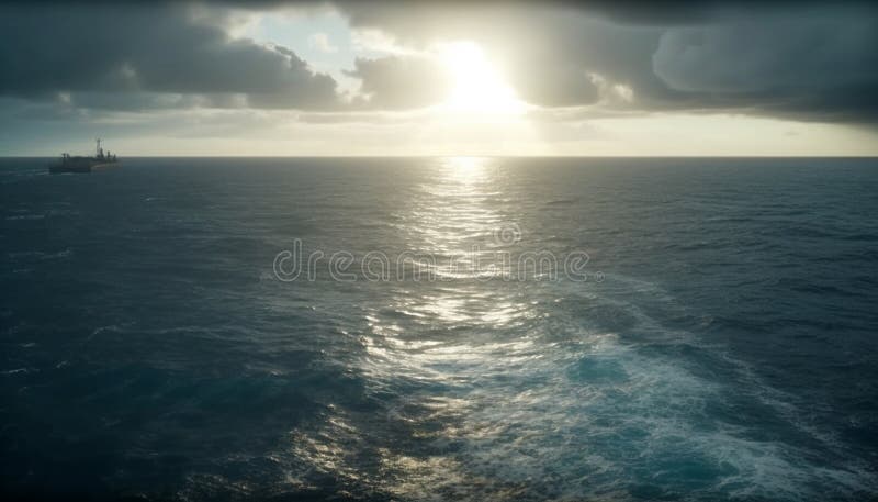 Sunset Sailing on Tranquil Seas, Horizon Over Water, Nautical Adventure ...