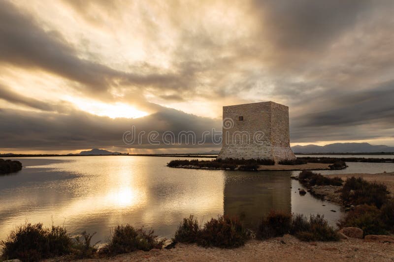 Sunset in the Salinas De Santa Pola Natural Park Stock Photo - Image of ...