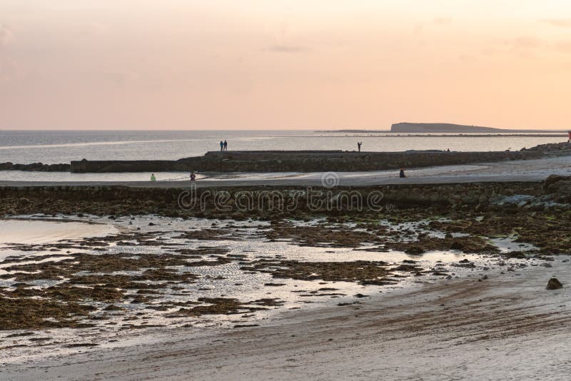 Sunset at Salthill Beach in Galway Bay Stock Image - Image of ocean ...