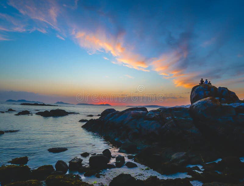 Samil Sunset - Vigo - Spain Stock Image - Image of coast, group: 124977119