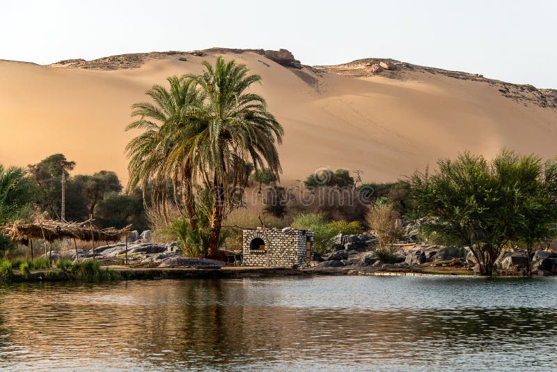Sunset, Sand Dunes on the Coastline of the Nile River Part Called First ...