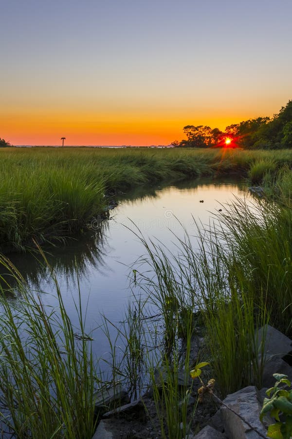 Sunset Sandy Hook stock image. Image of landscape, marshes - 42594331