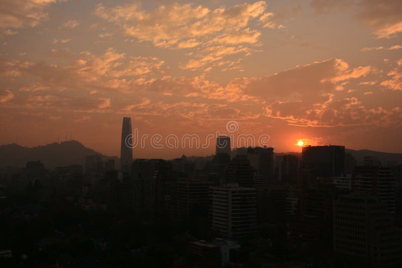 Sunset in santiago chile stock image. Image of santiago - 71637721