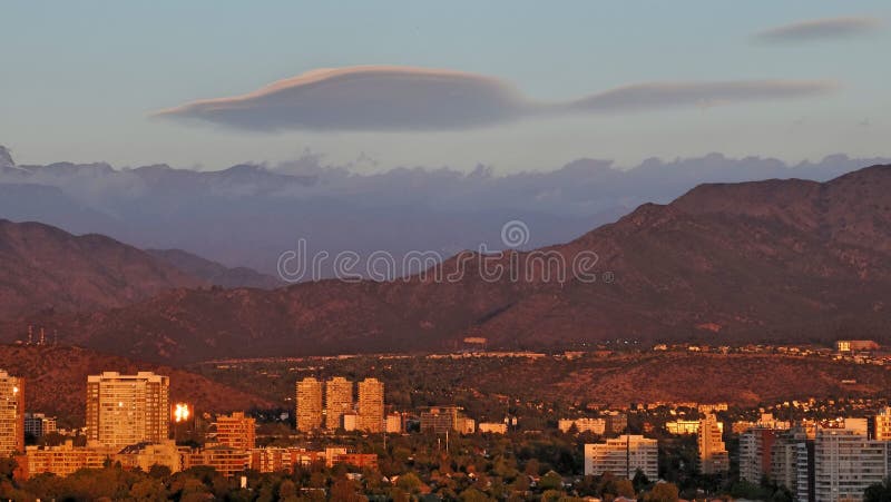 Sunset in Santiago Chile stock image. Image of nature - 83807221