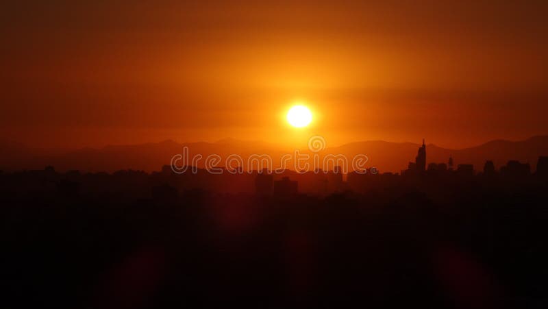 Sunset in Santiago Chile stock photo. Image of citywide - 83627274