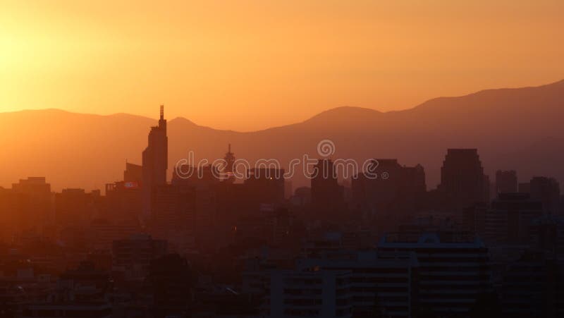 Sunset in Santiago Chile stock photo. Image of evening - 83628272