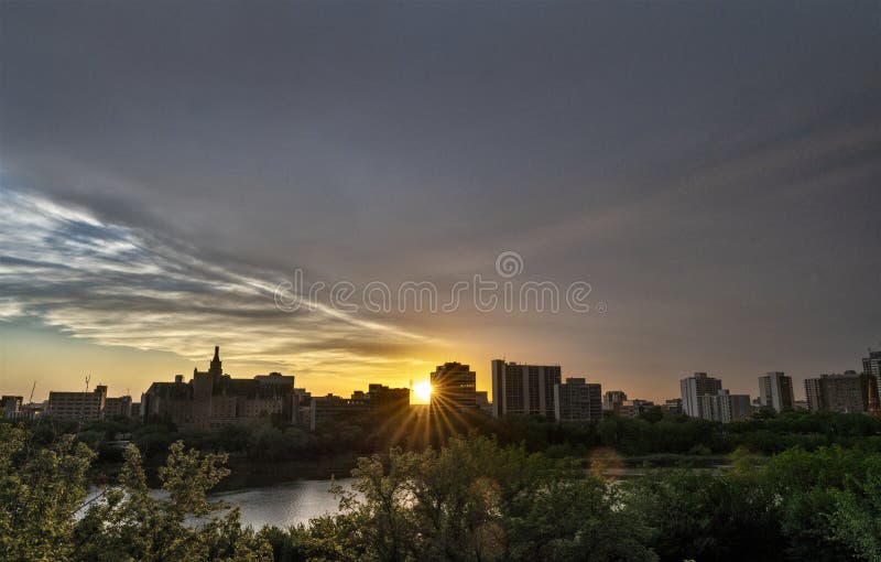 Saskatoon Skyline stock photo. Image of still, skyline - 64390644