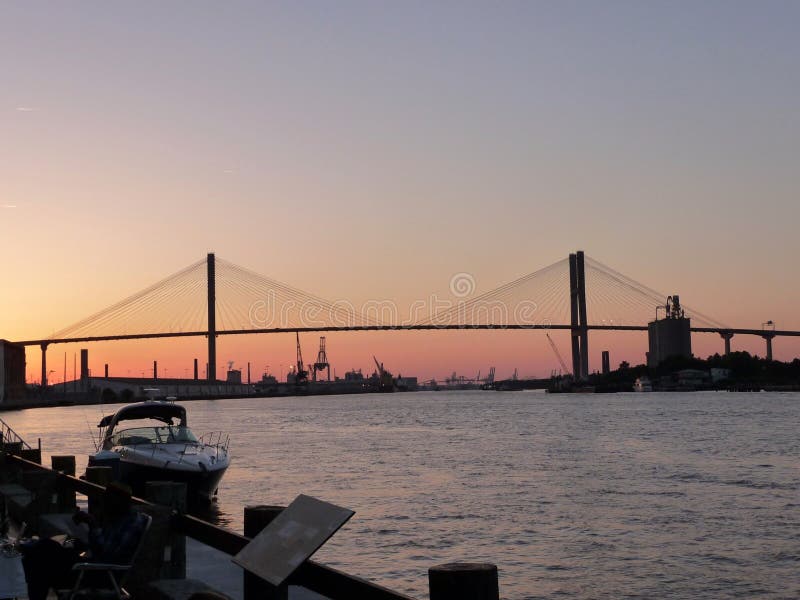 Sunset in Savannah stock photo. Image of sunset, bridge - 42633596