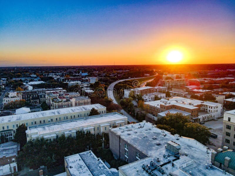 Sunset in Savannah stock image. Image of evening, perspective - 235213087