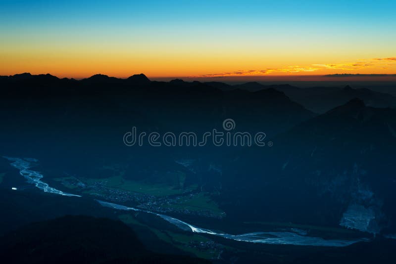 Sunset Scene in Austrian Alps Stock Photo - Image of outdoors, lech ...