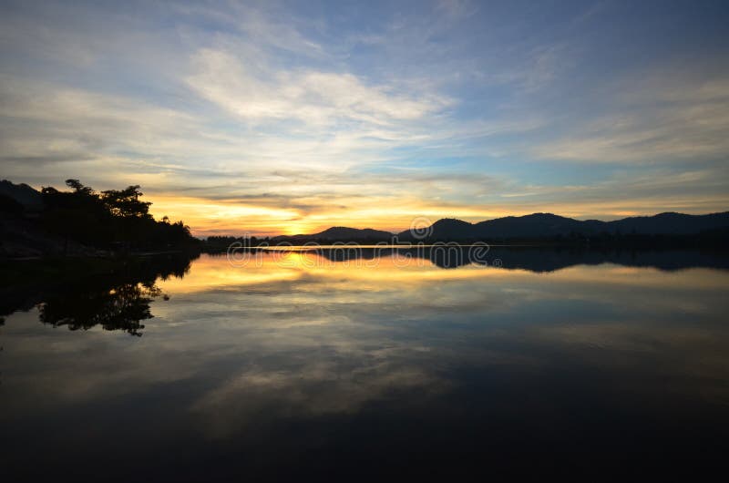 Sunset scene on lake stock image. Image of dramatic, morning - 29552461