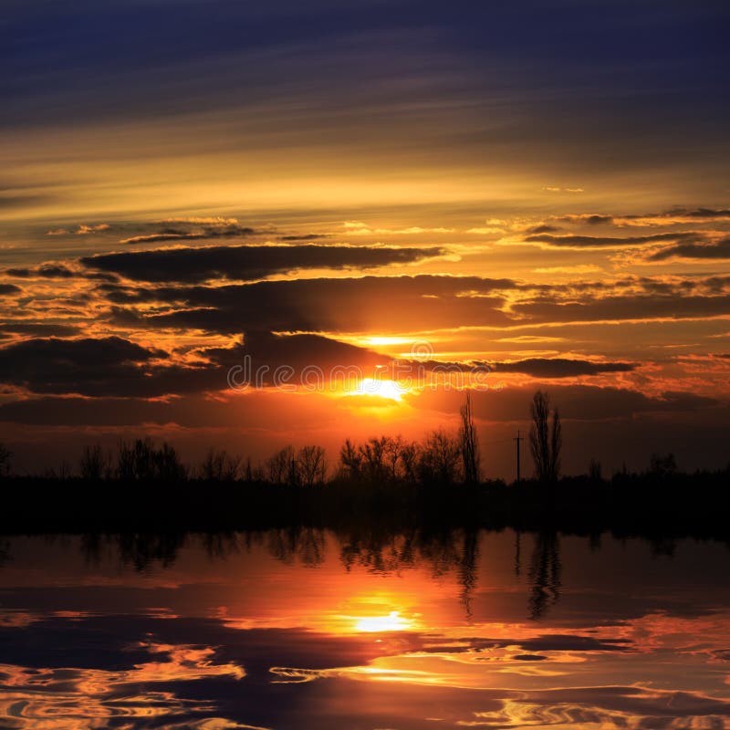 Sunset scene over lake stock image. Image of dusk, river - 57039397