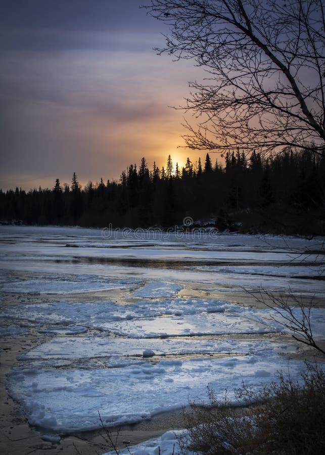 Sunset Scene Over the Provincial Park at Cold Lake, Alberta Stock Photo ...