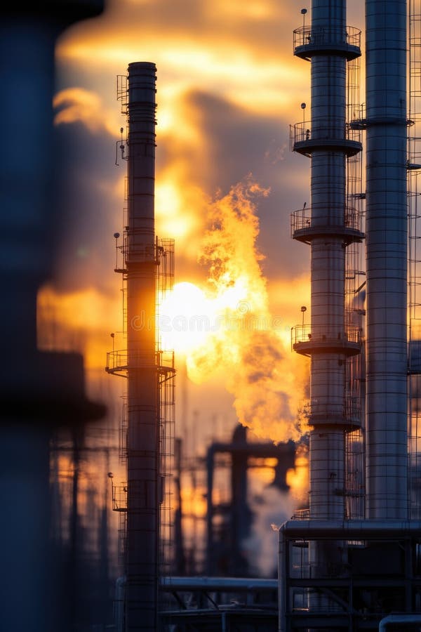 Sunset Scene Smoke Stacks Background Stock Photos - Free & Royalty-Free ...