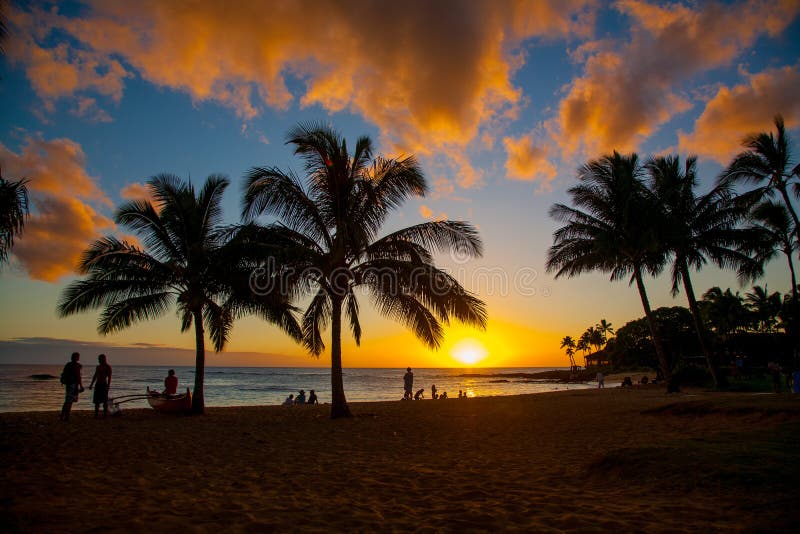 Sunset Scene at Tropical Beach Resort Stock Photo - Image of caribbean ...