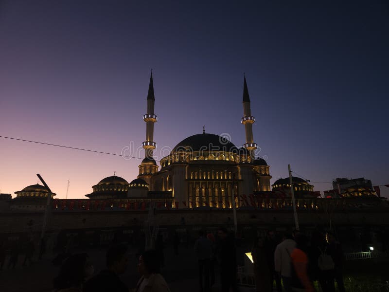 Sunset Scenery of Taksim Mosque in the Taksim Square, Istanbul ...