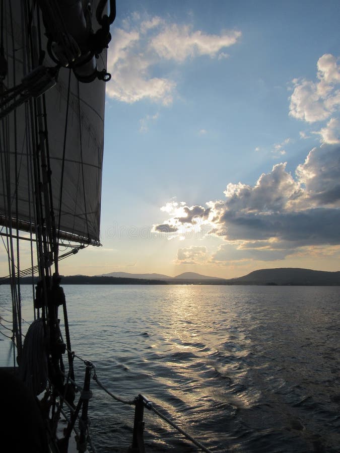 Sunset Schooner stock image. Image of camden, ride, schooner - 174644627